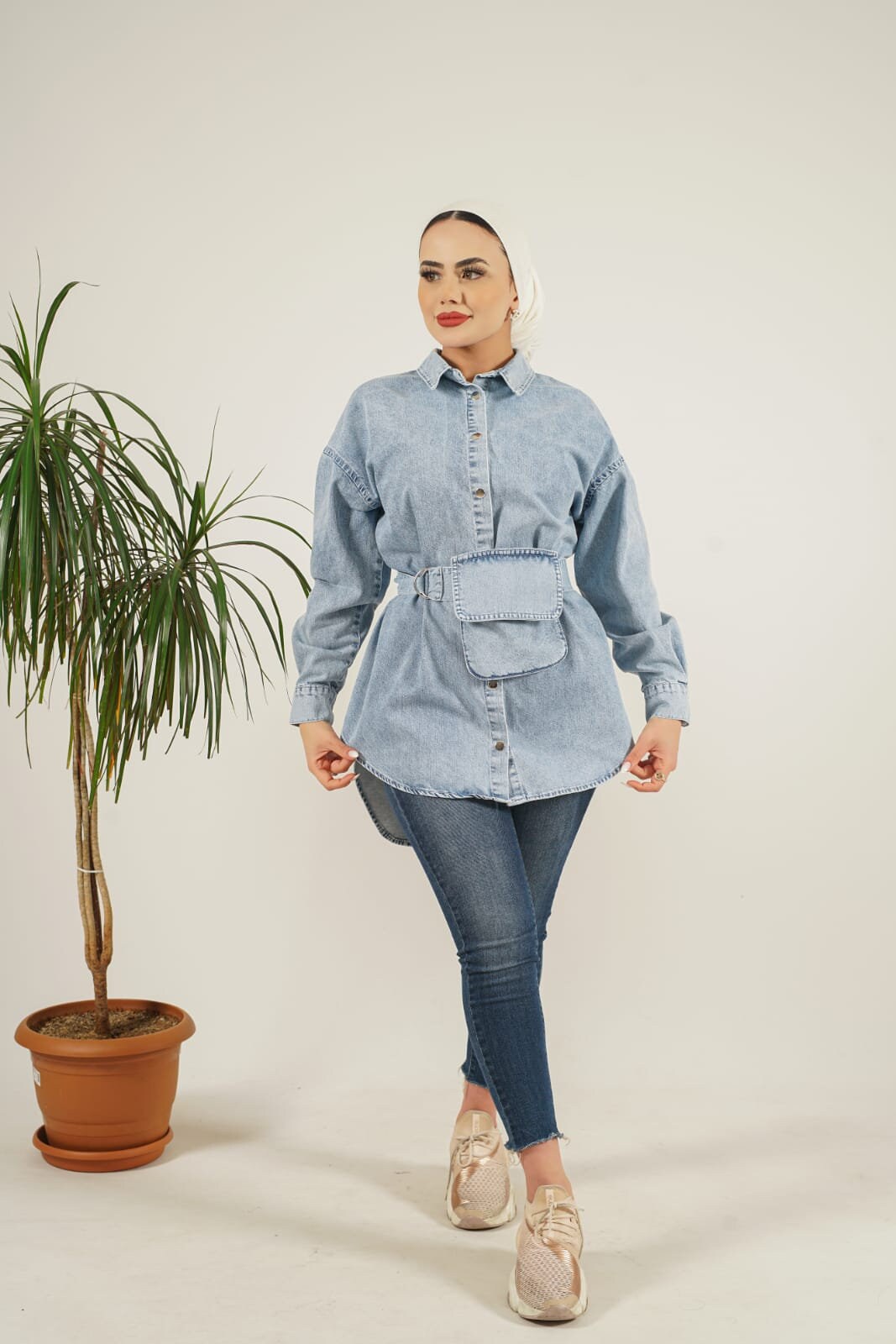 Ladies Denim Button-up Shirt, Size UK 8-12, Matching Denim Bag, Denim ...