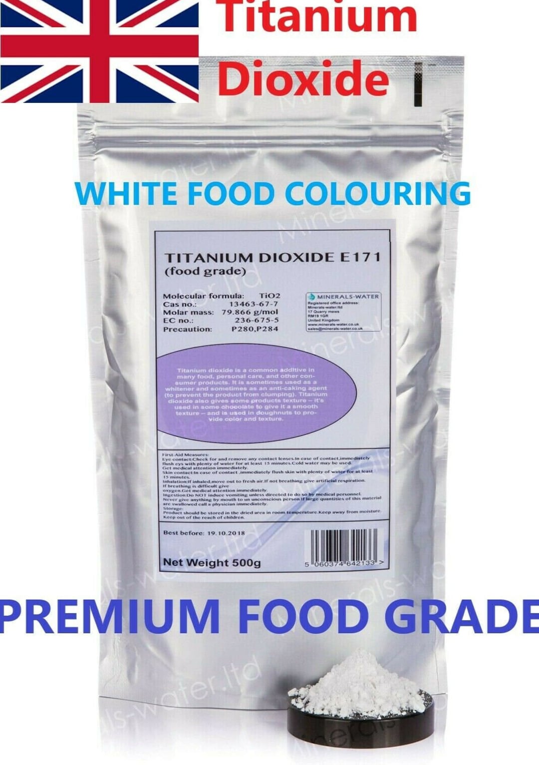Titanium Dioxide FOOD GRADE White Pigment Candle Sugarflair Cake Icing ...