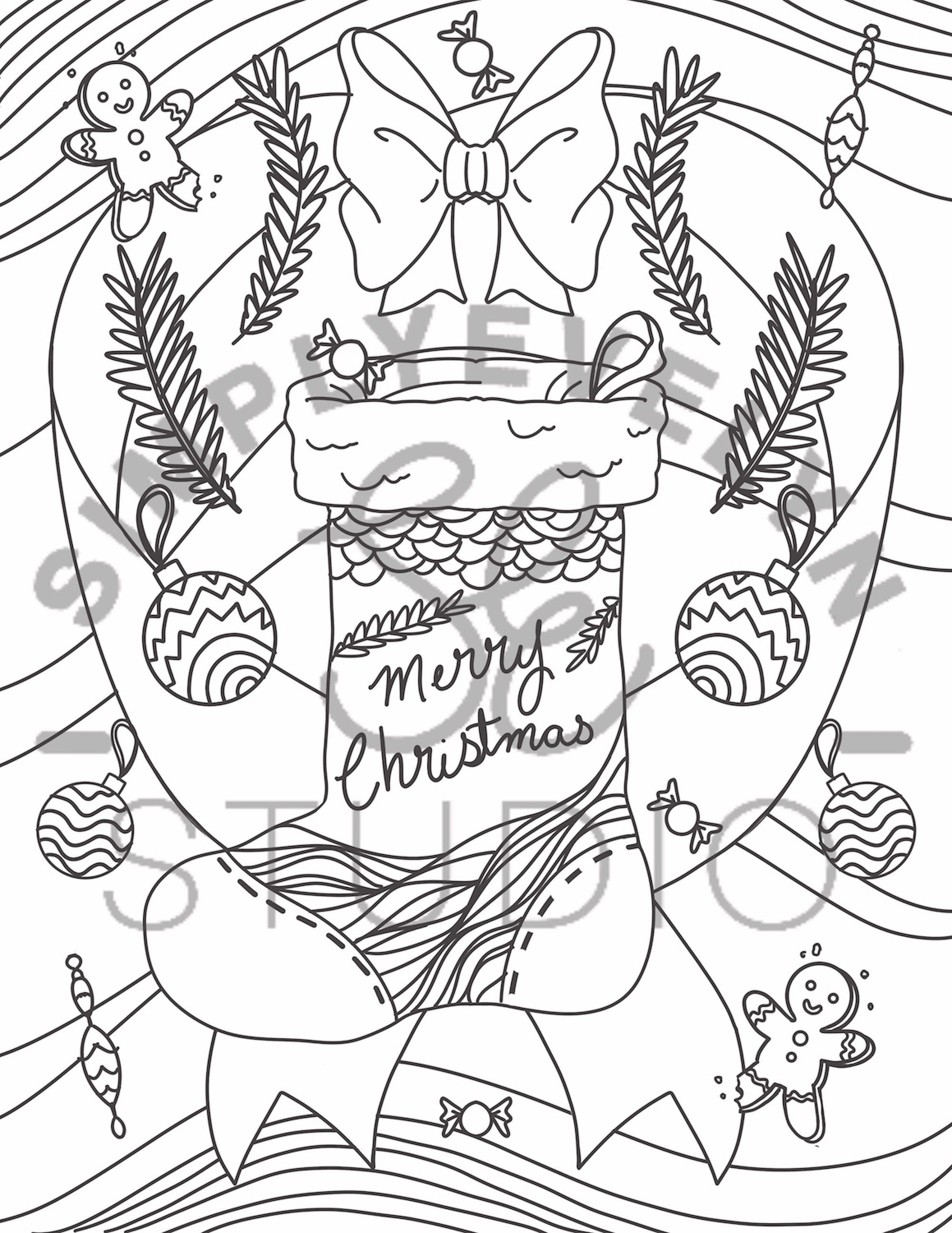 Christmas Coloring Pages, Adult Coloring Pages, Kawaii Coloring Book ...