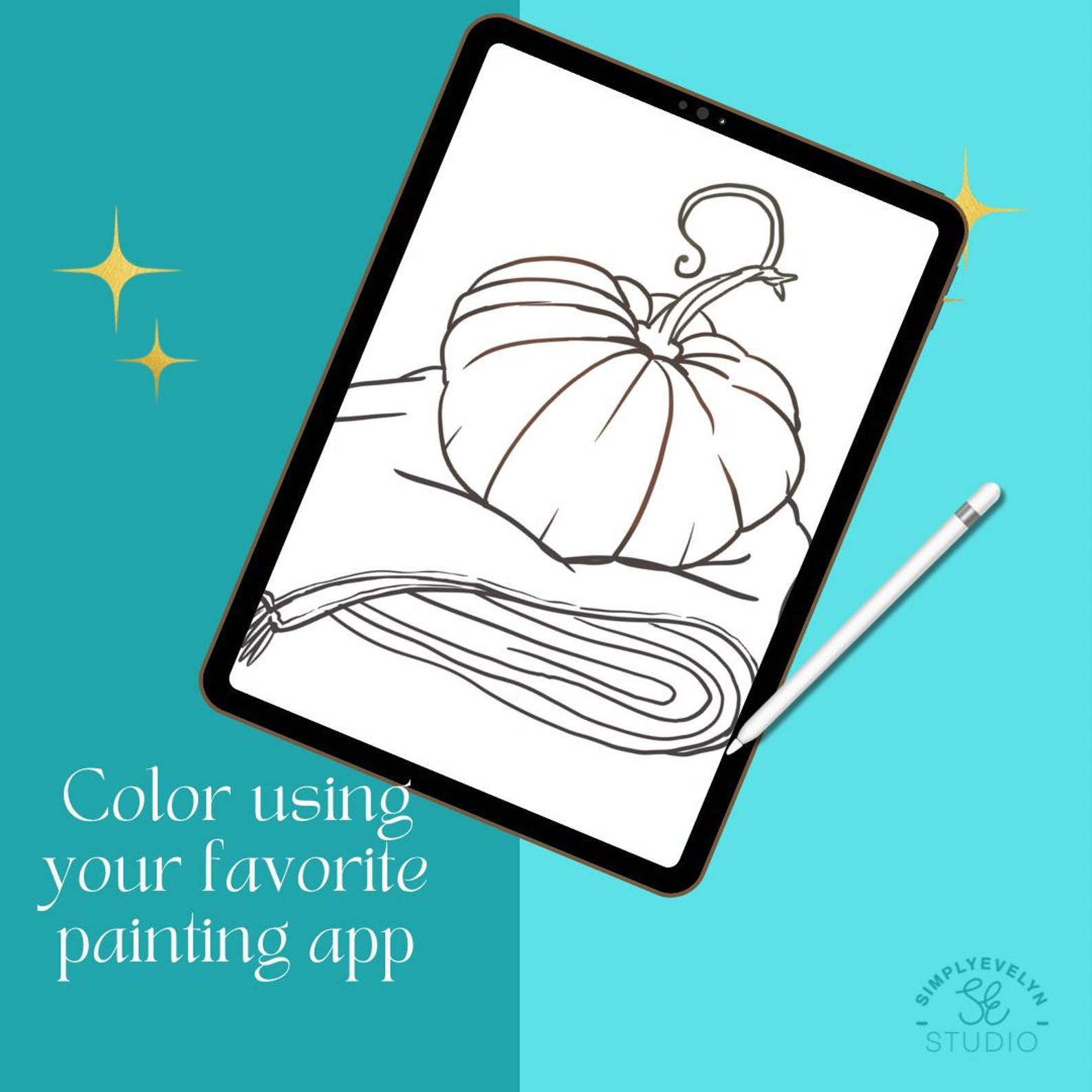 Autumn Coloring Pages for Adults, Pumpkin Coloring Book, Stress Relief ...