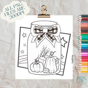 Autumn Coloring Pages for Adults, Pumpkin Coloring Book, Stress Relief ...