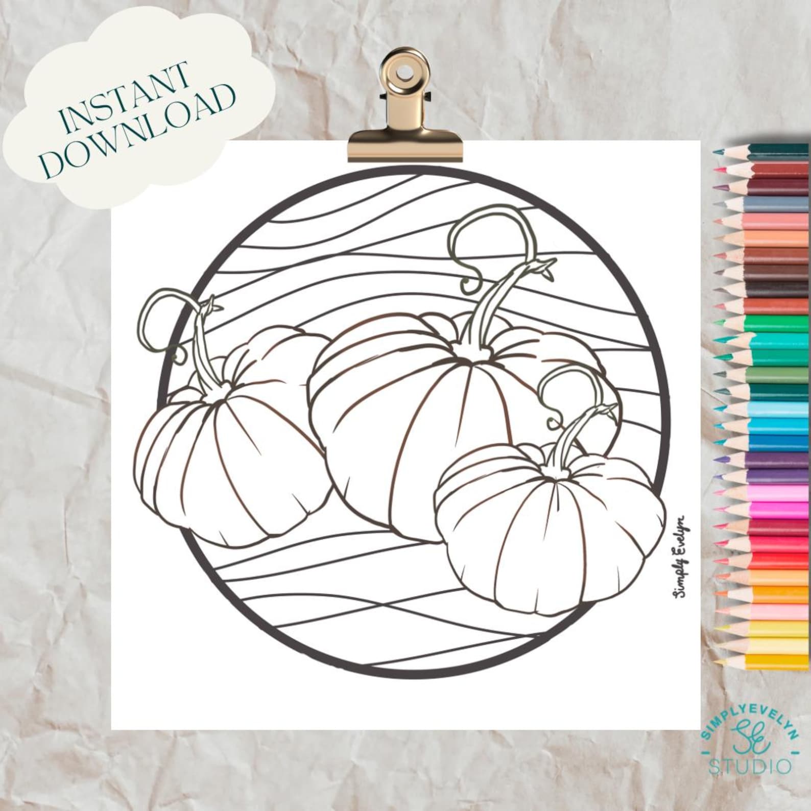 Autumn Coloring Pages for Adults, Pumpkin Coloring Book, Stress Relief ...