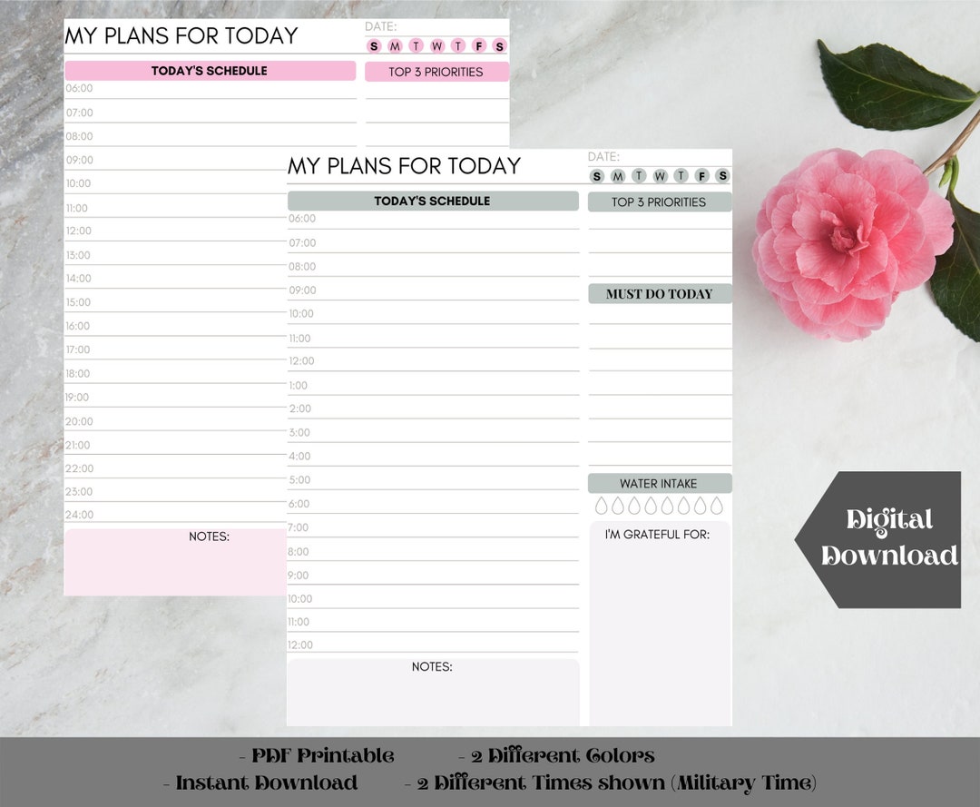 My Plans for Today Printable Daily Printable Day Schedule - Etsy