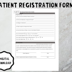 Patient Registration Form Template (word, Editable, Printable) - Etsy