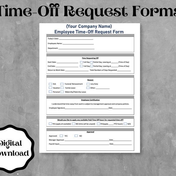 Employee Time off Request Form - Etsy