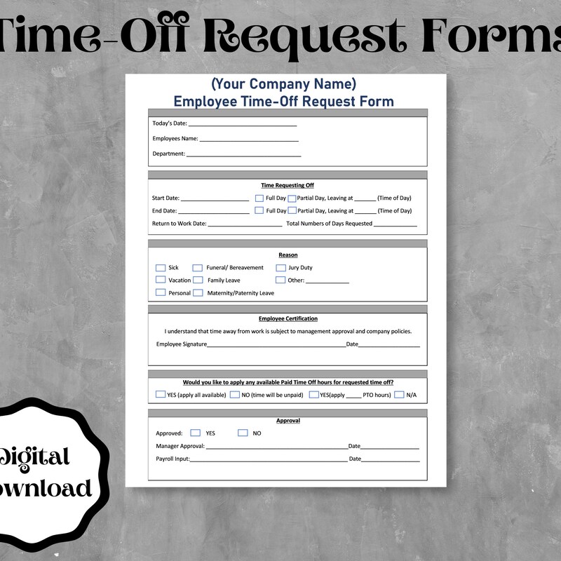 Employee Time off Request Form - Etsy