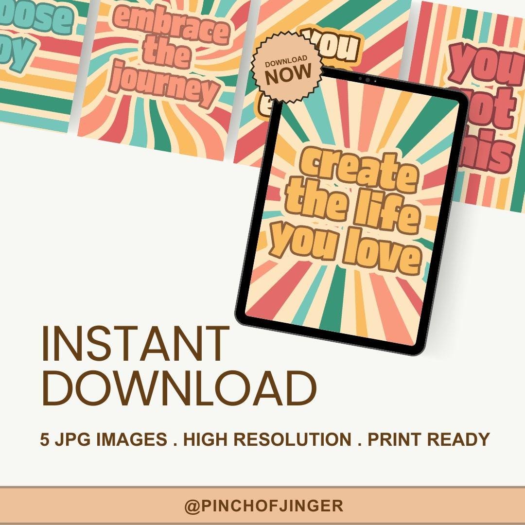 Gold Retro-inspired Affirmation Poster | 18"x24" Digital Download ...