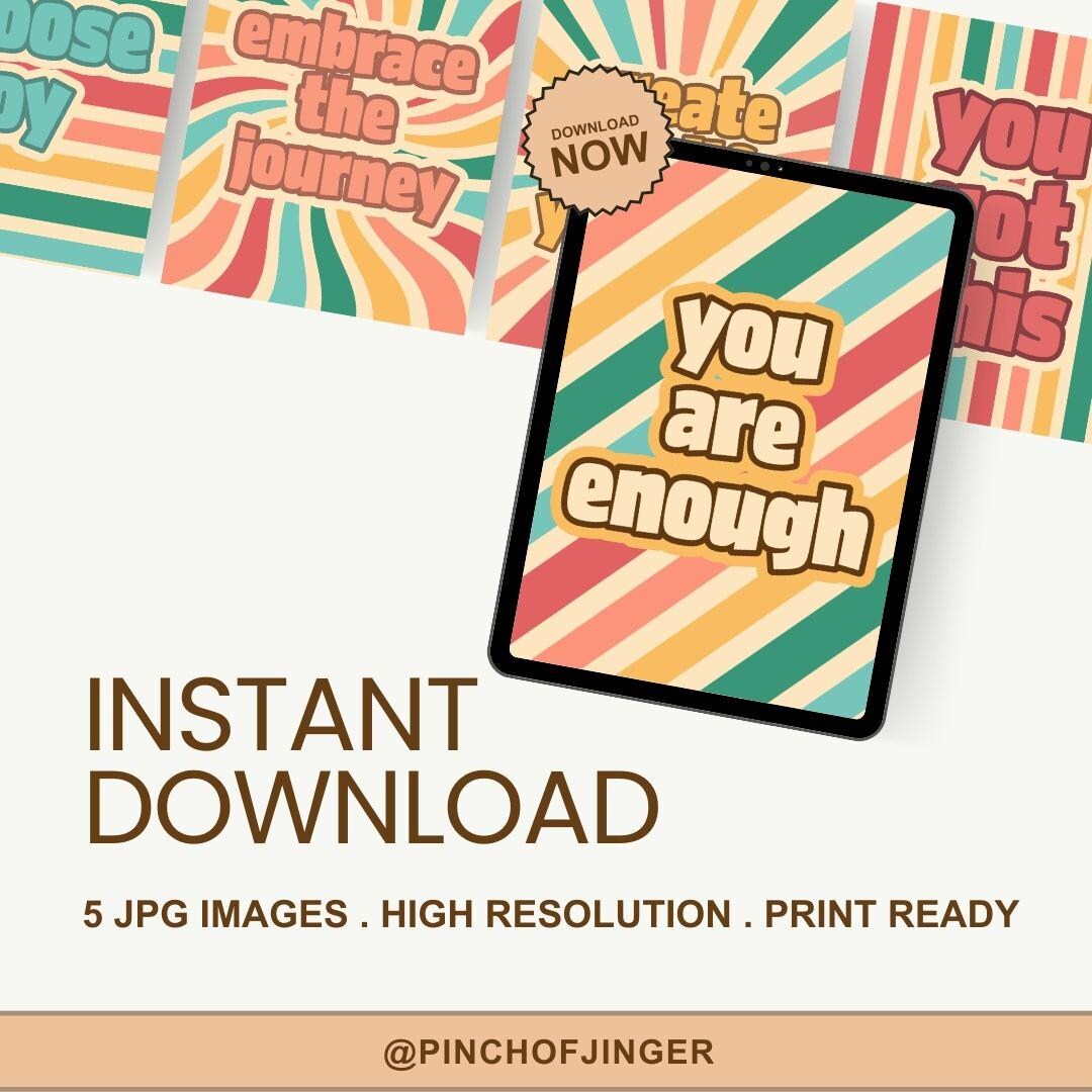 Retro-inspired Affirmation Posters | 18"x24" Digital Download | Perfect ...