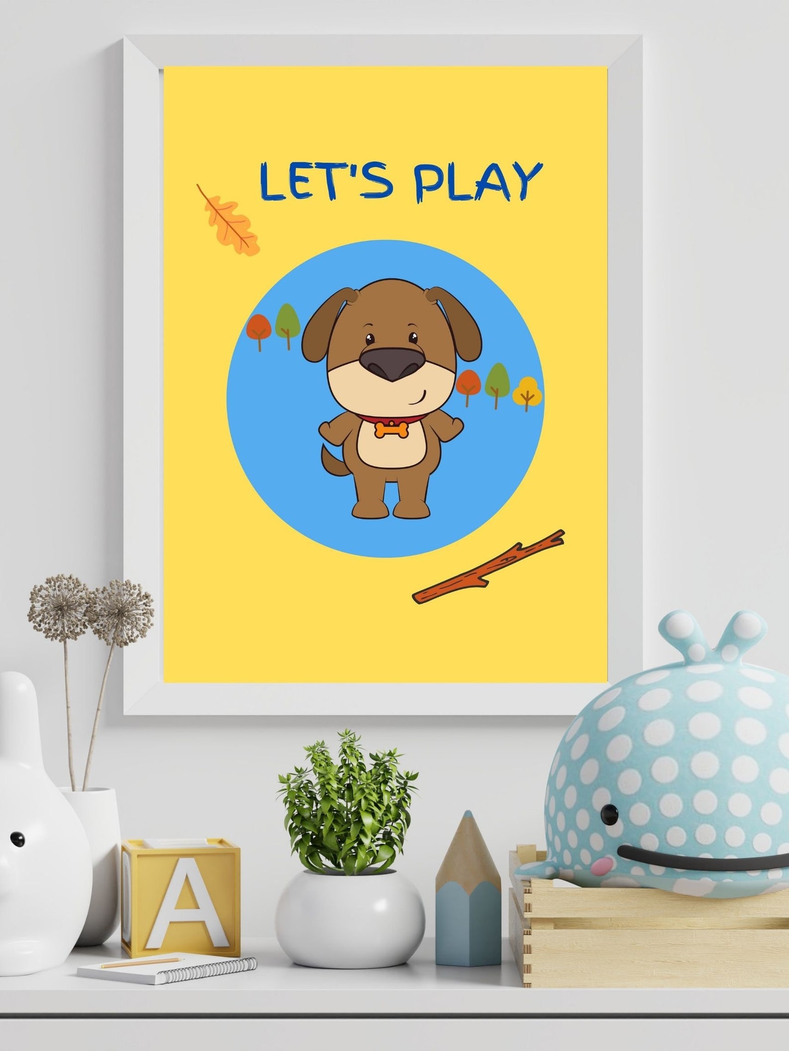 Dog Digital Print, Dog Printable Wall Art, Nursery Wall Art, Playful ...