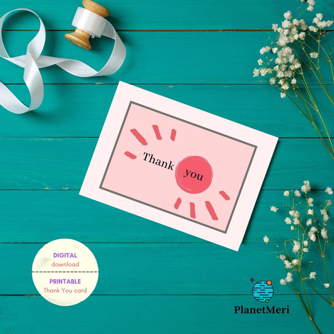 Instant Download Thank You Card, Digital Download Thank You Note ...