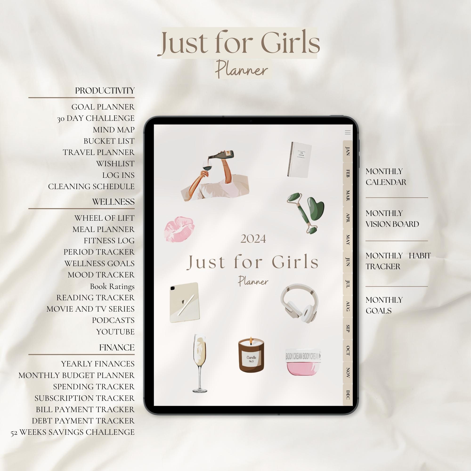 Female Digital Planner, Printable Planner for Girls, Cute PDF Notebook ...