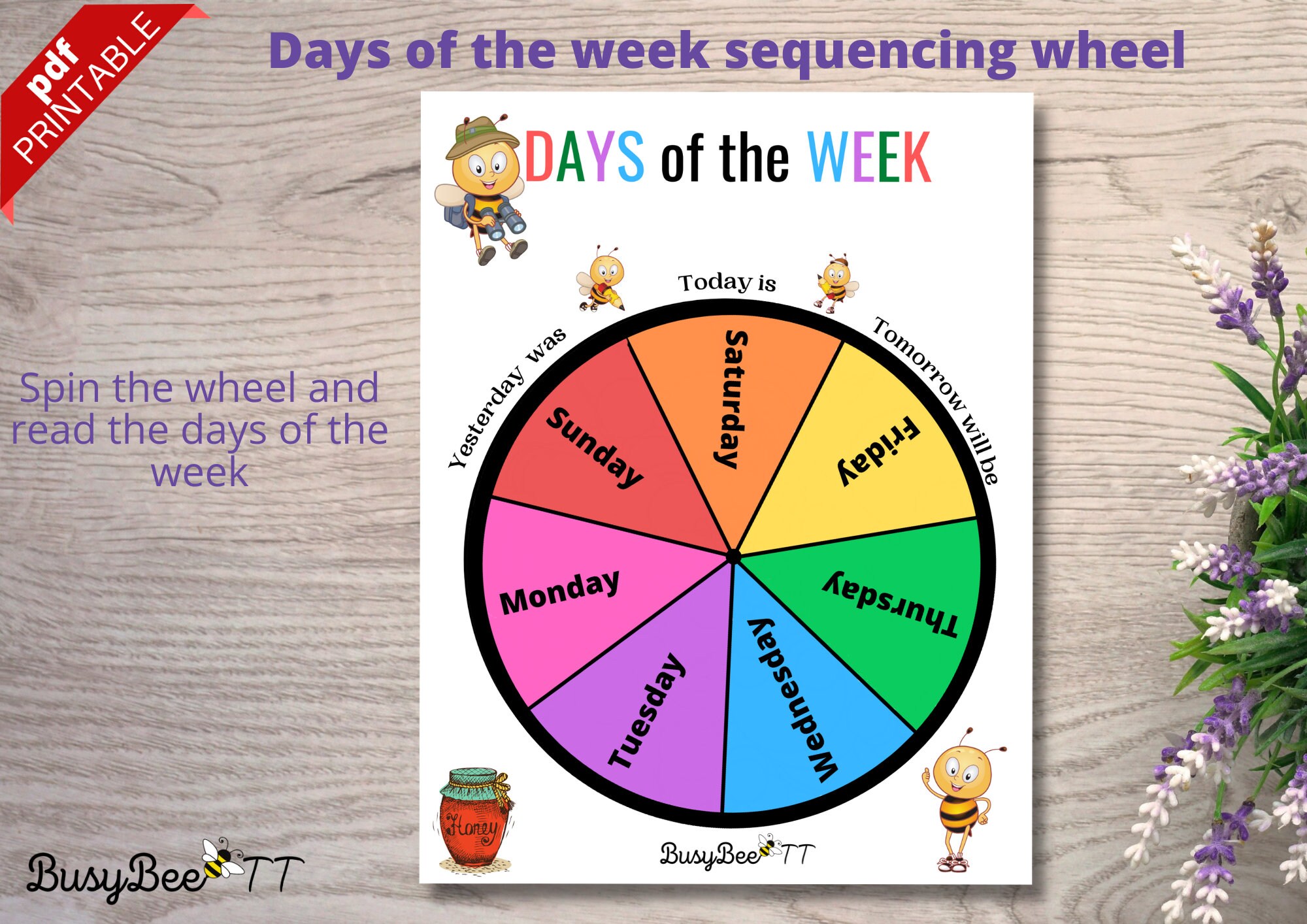 Homeschool Learning days of the week Days of the week sequencing spin ...