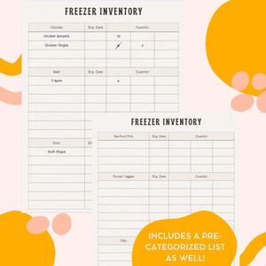 FREEZER INVENTORY TEMPLATE, Printable Template, Pantry, Pdf, Freezer - Etsy