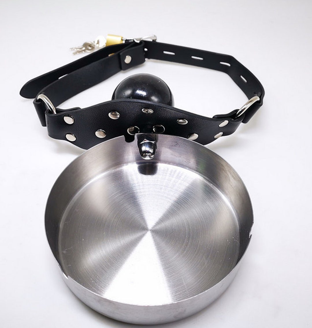 Unisex Locking Black Ball Gag With Metal Ashtray Etsy Uk