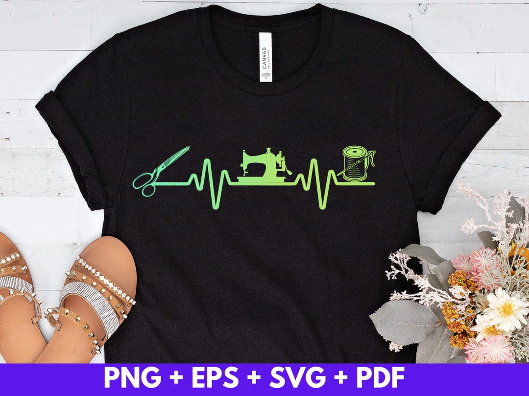 Sewing Heartbeat Hobby Svg Eps Png Pdf Digital Download, Cricut Cut ...
