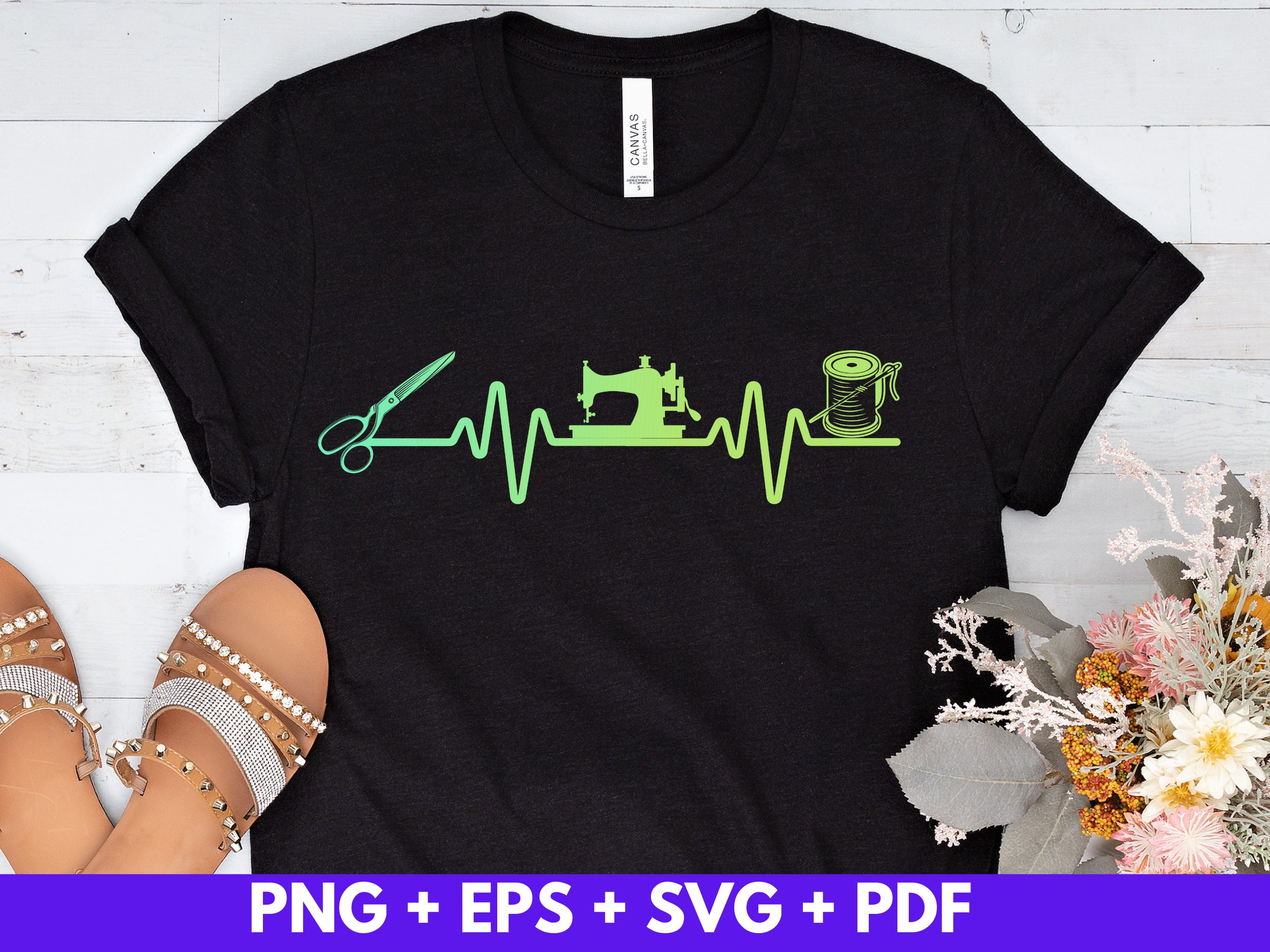 Sewing Heartbeat Hobby Svg Eps Png Pdf Digital Download, Cricut Cut ...
