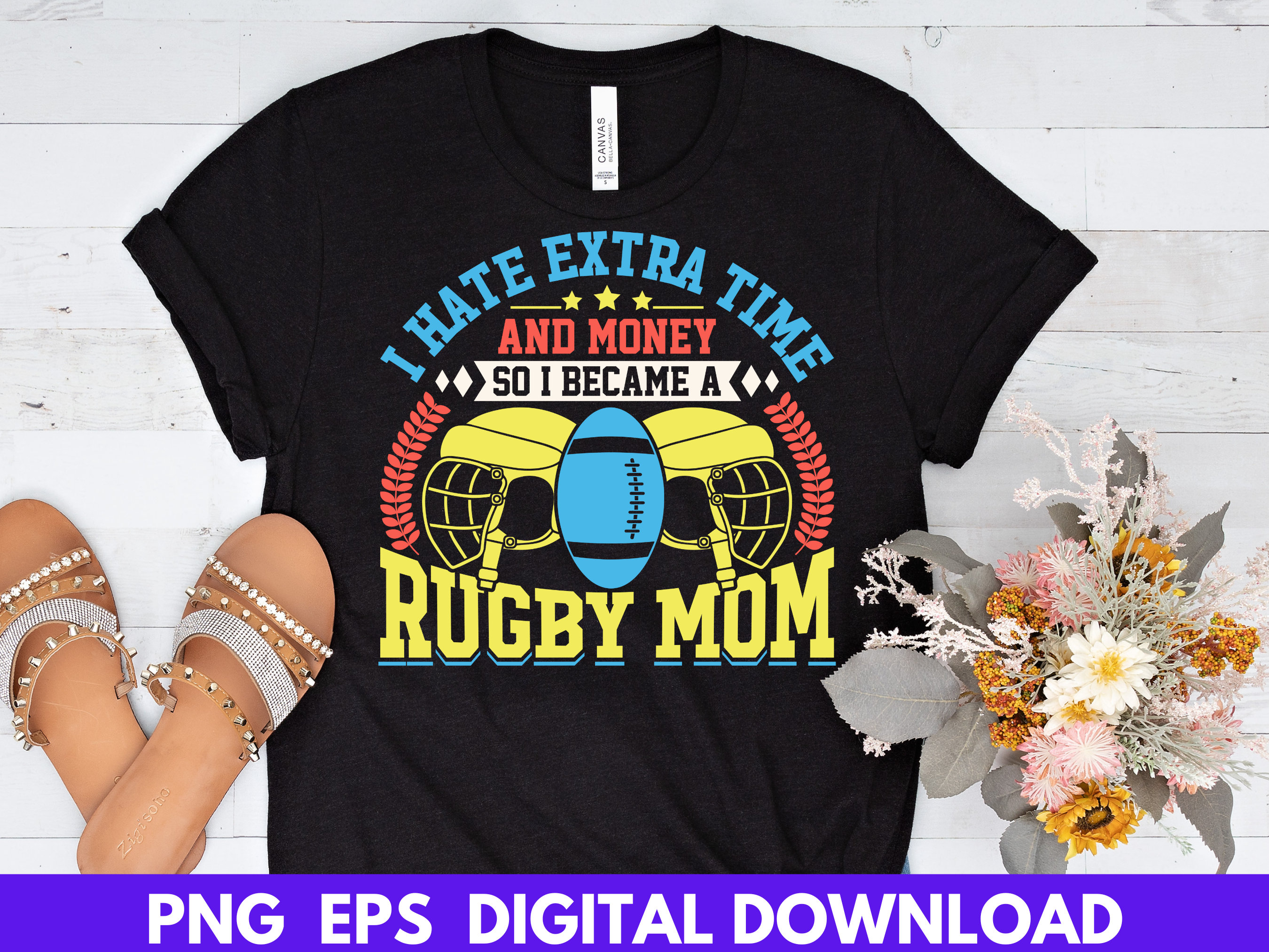 Retro Rugby Mom Funny Quote Design Png & Eps Digital Download ...