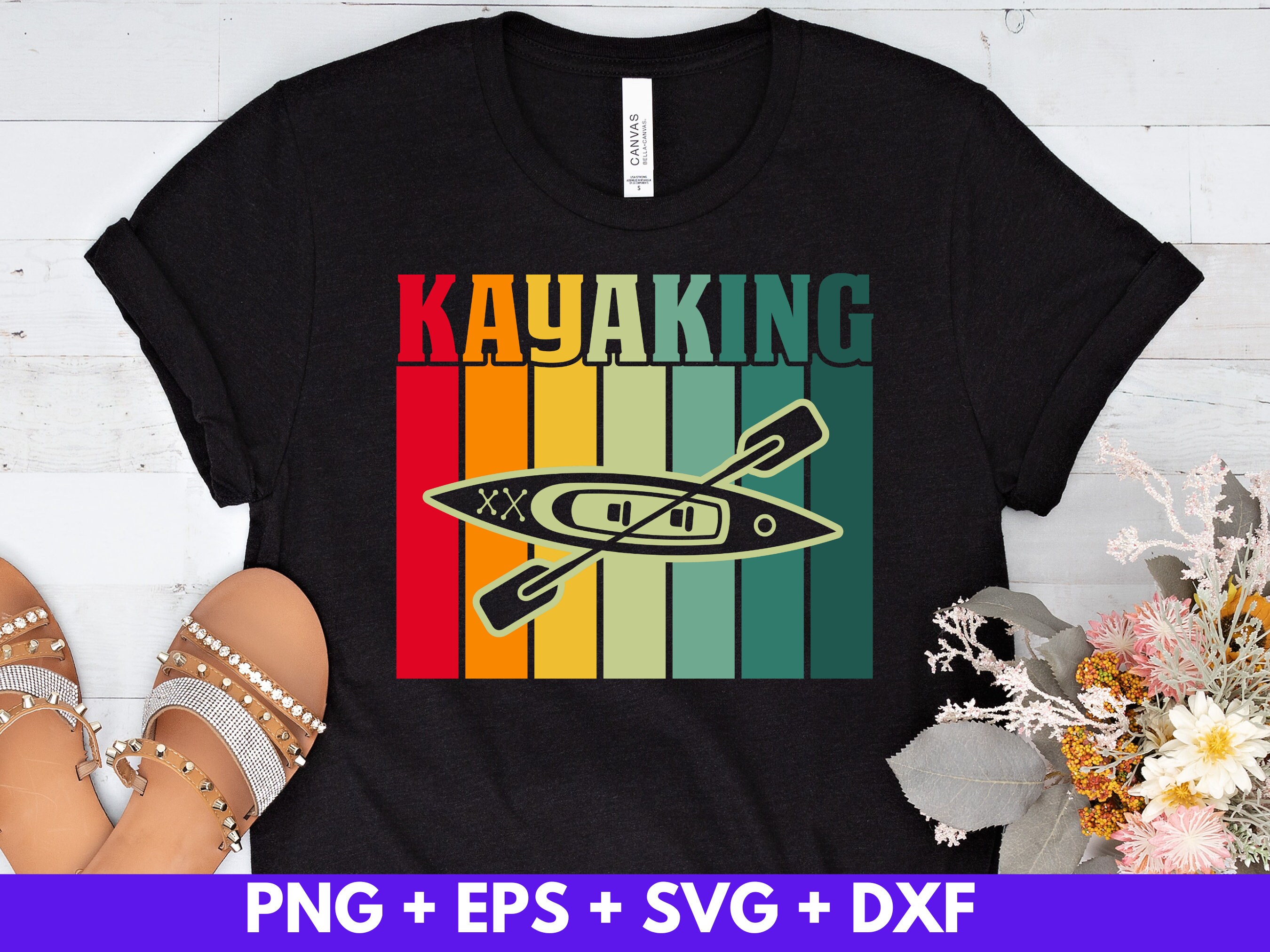 Retro Rainbow Kayaking Water Sports Svg Eps Png Dxf Digital Download ...