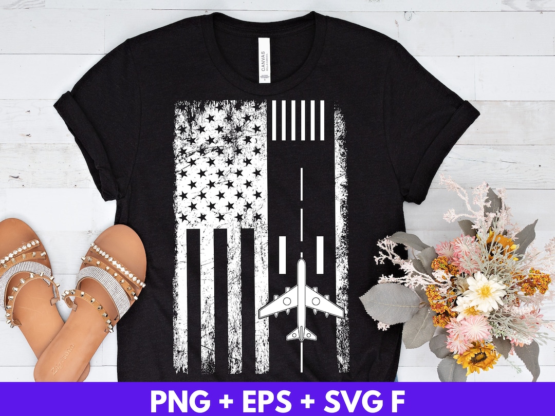 Pilot USA Flag Runway Design, Cricut & Silhouette Cut Files (digital ...