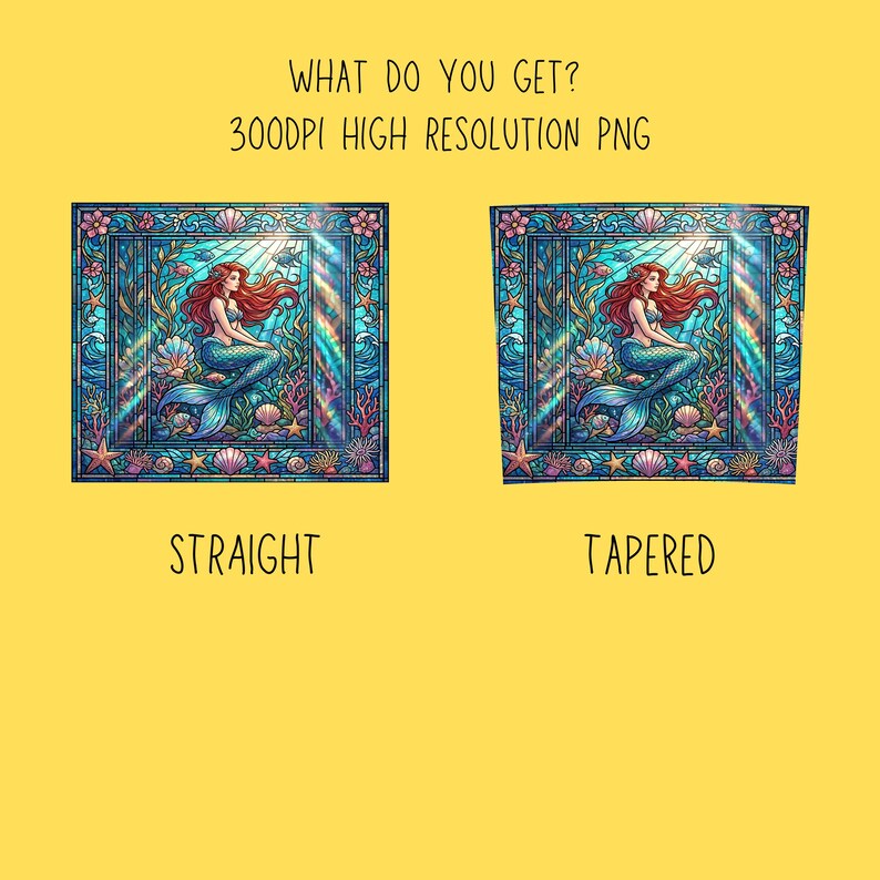 Vintage Stained Glass Mermaid Tumbler Wrap | Fantasy Ocean Sublimation ...