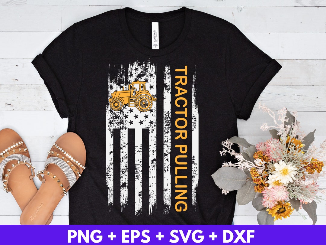 Tractor Pulling American Flag Svg Eps Png Dxf Digital Download, Cricut ...