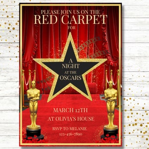Red Carpet Invitation and Flyer Set/sign, Night at the Oscars, Movie ...