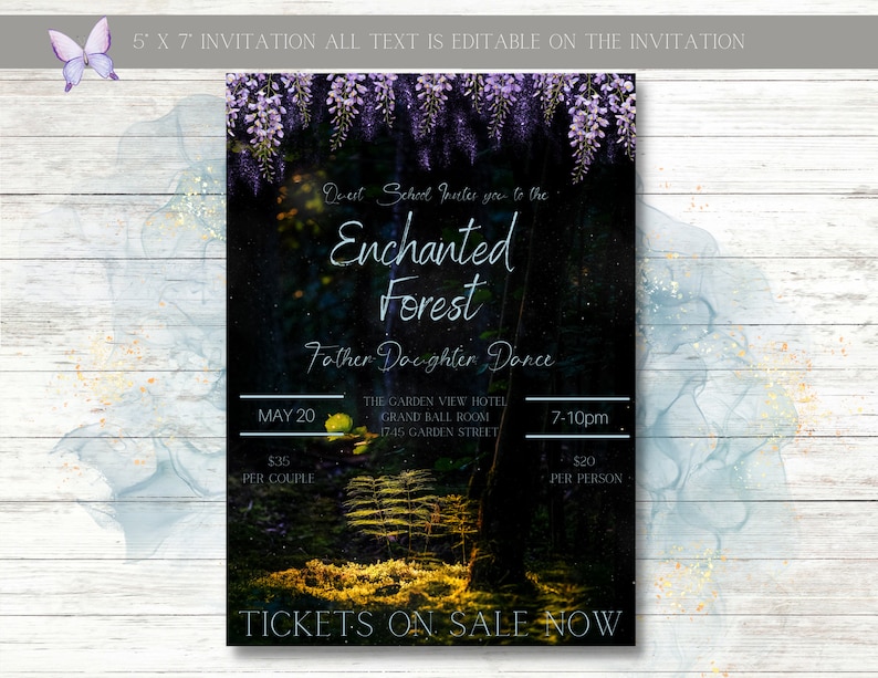 Enchanted Forest Invitation and Ticket Set Flowers Prom - Etsy