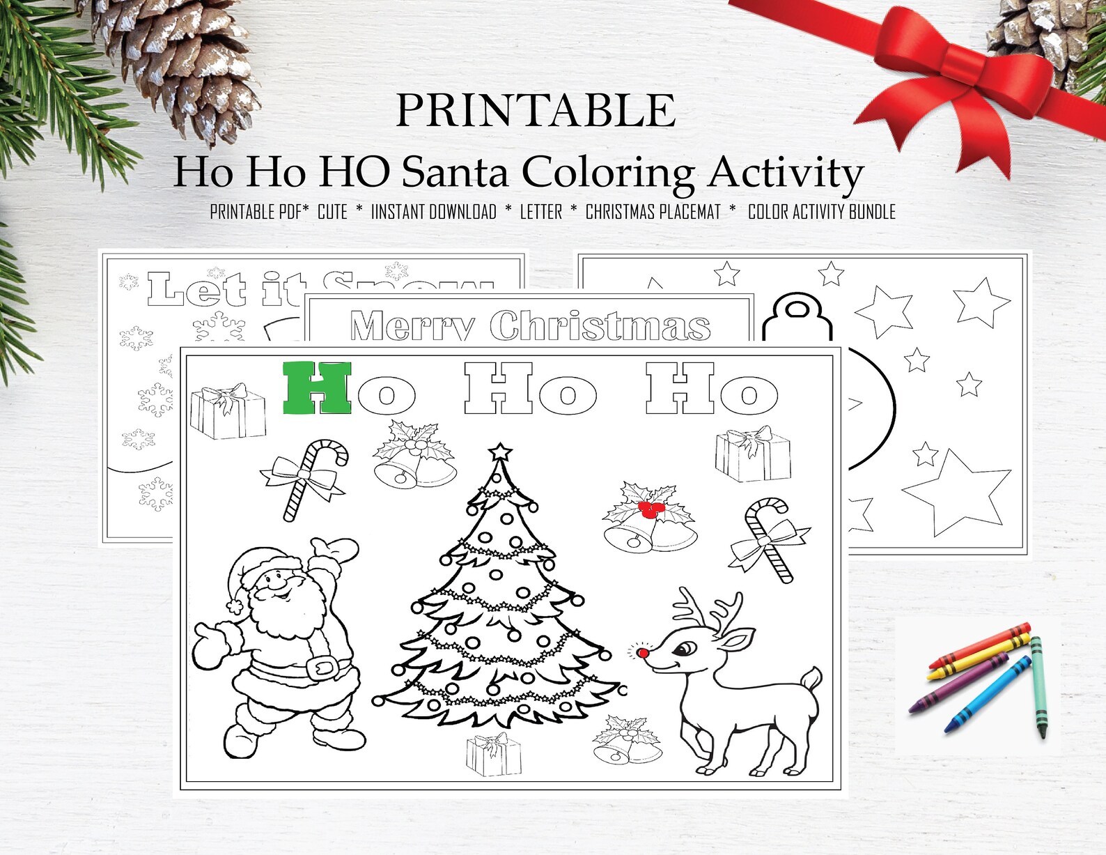 Christmas Coloring Activity Christmas Coloring Placemat - Etsy