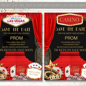Casino Night Invitation, Flyer and Ticket Set, Las Vegas Theme, School ...