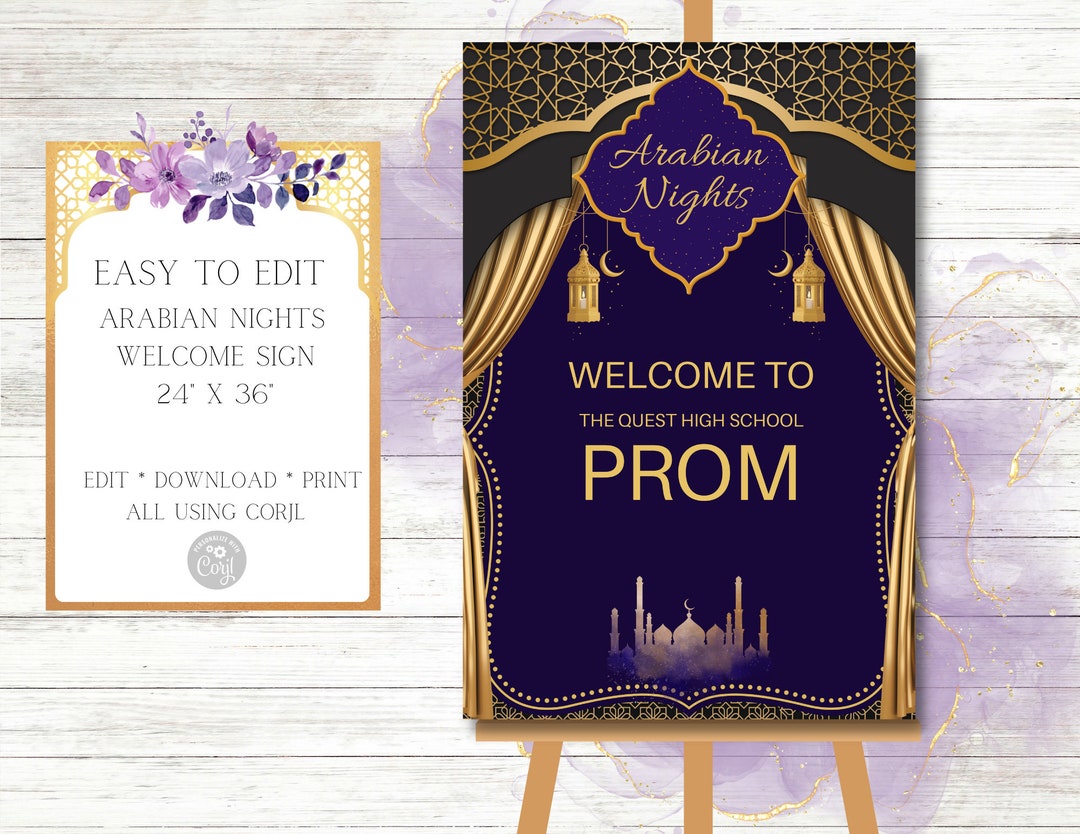 Arabian Nights Welcome Sign, Poster, Prom, School Dance, Homecoming ...