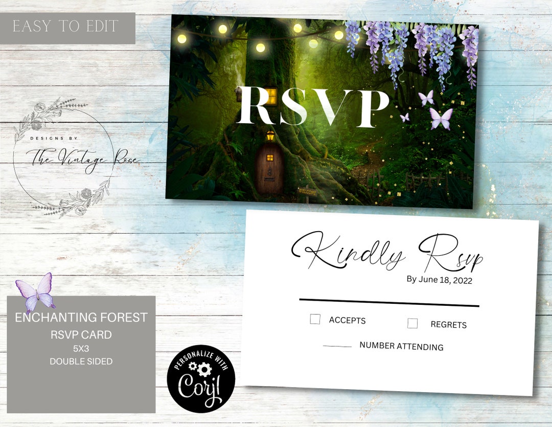 Enchanted Forest RSVP Card, Enchanting Fairy, Prom, School Dance ...