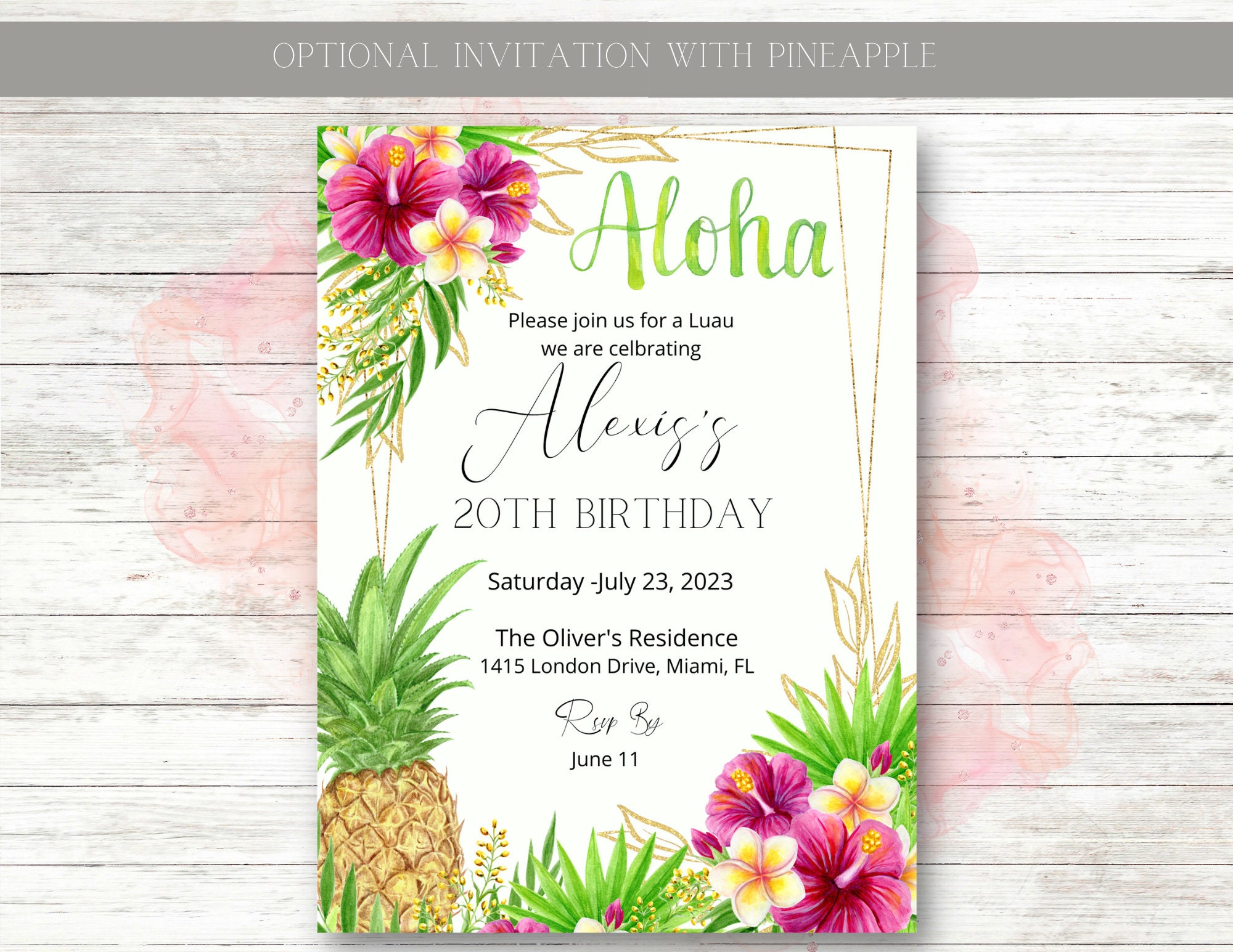 Aloha Invitation Luau Invitation Hawaiian Birthday Wedding - Etsy