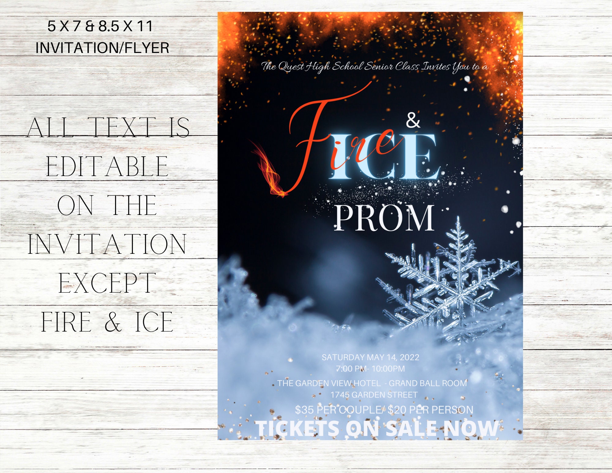 Fire & Ice Dance Set, Editable, Prom, School Dance, Invitation, Ticket ...