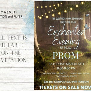 Enchanted Forest Invitation, Prom, Editable, School Dance, for a ...