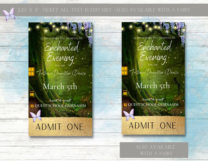 Enchanted Forest Invitation-ticket Set, Enchanting Fairy, Prom, School ...