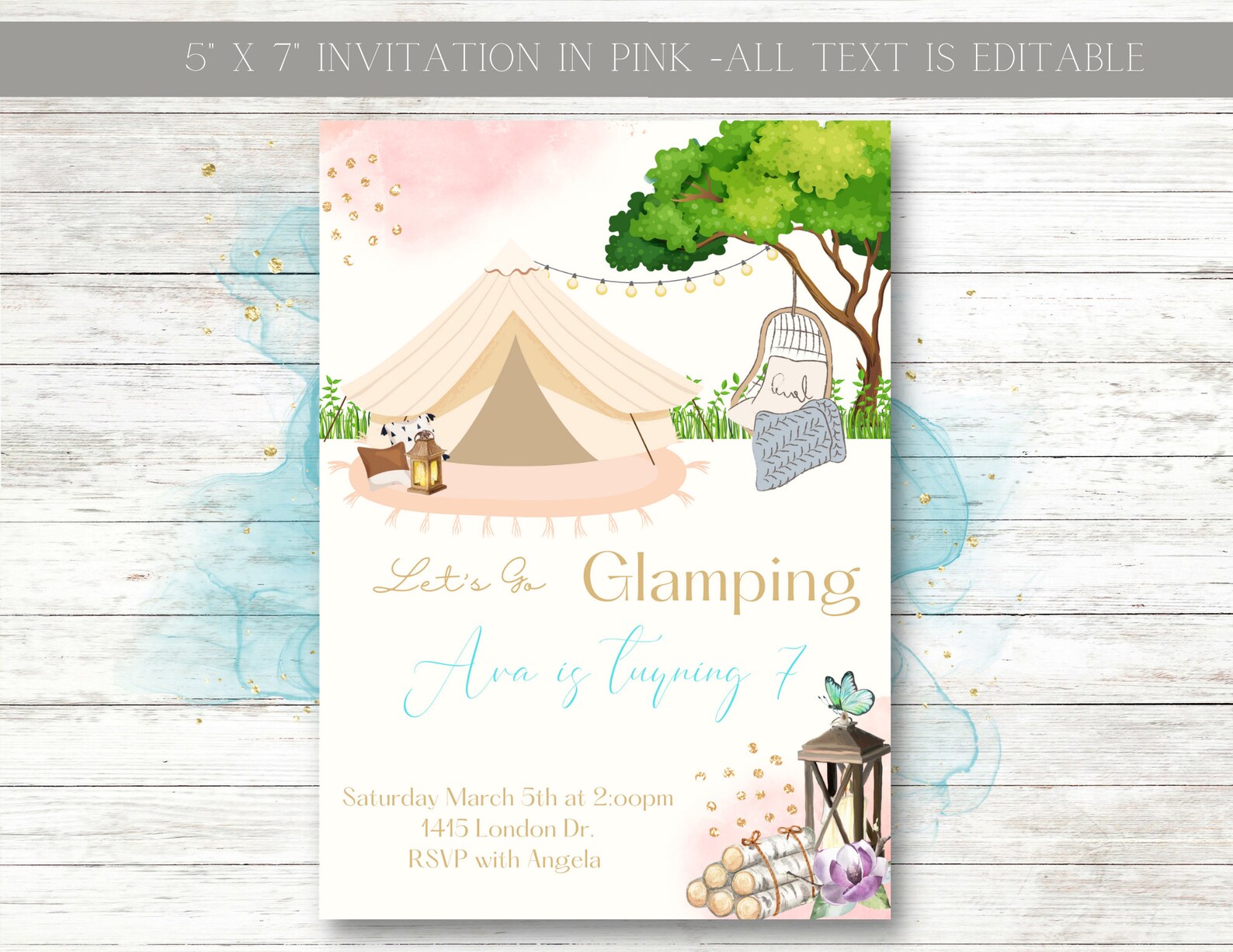 Glamping Invitation Let's Go Glamping Camping - Etsy