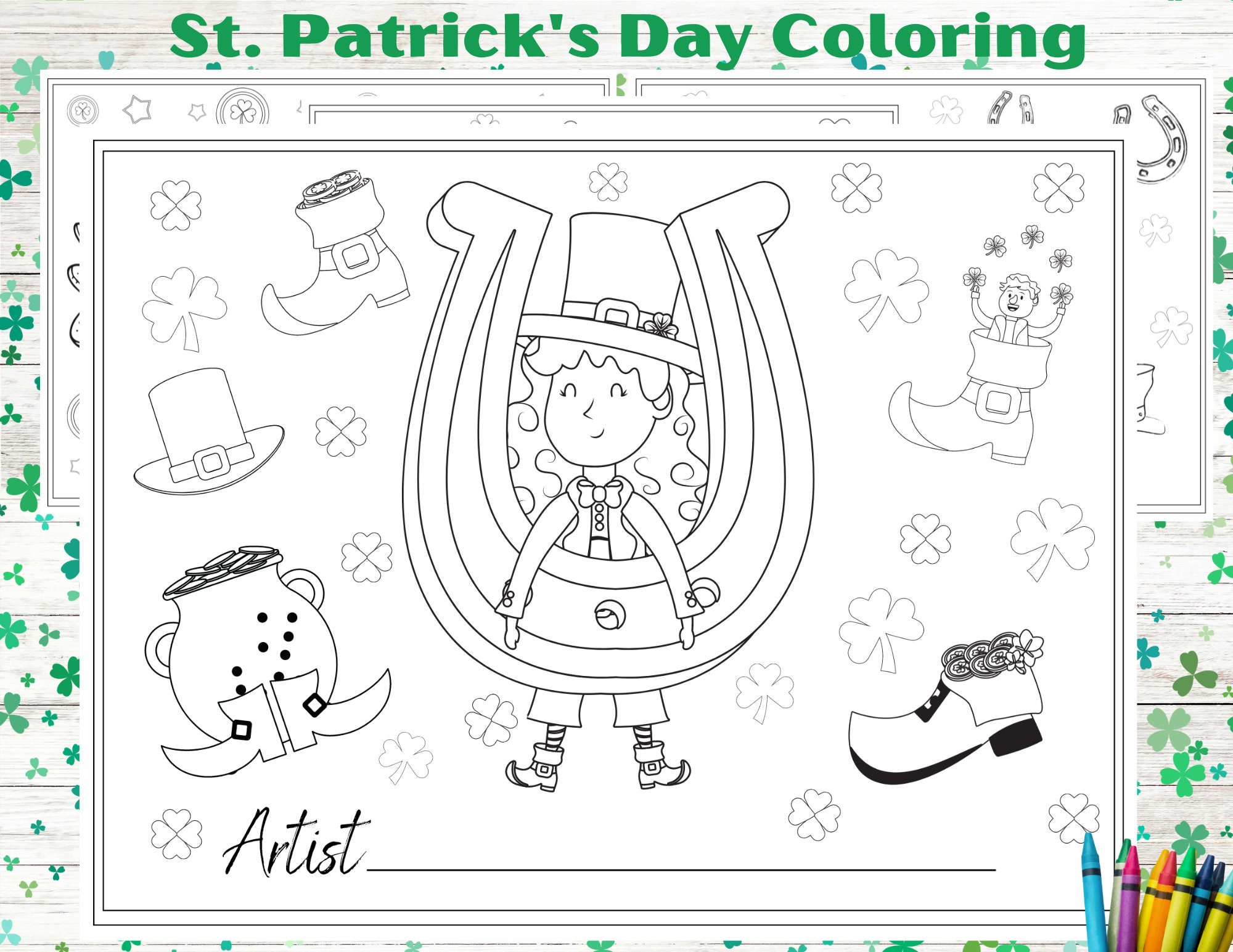 St. Patrick's Day Kids Coloring Activity, Printable, St. Patrick's ...