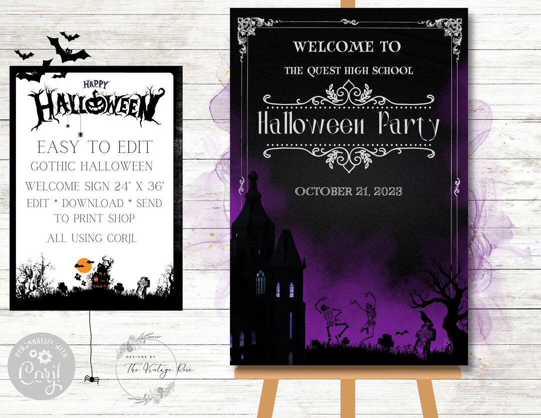 Gothic Halloween Welcome Sign, Poster, Dance, Halloween Dance, School ...