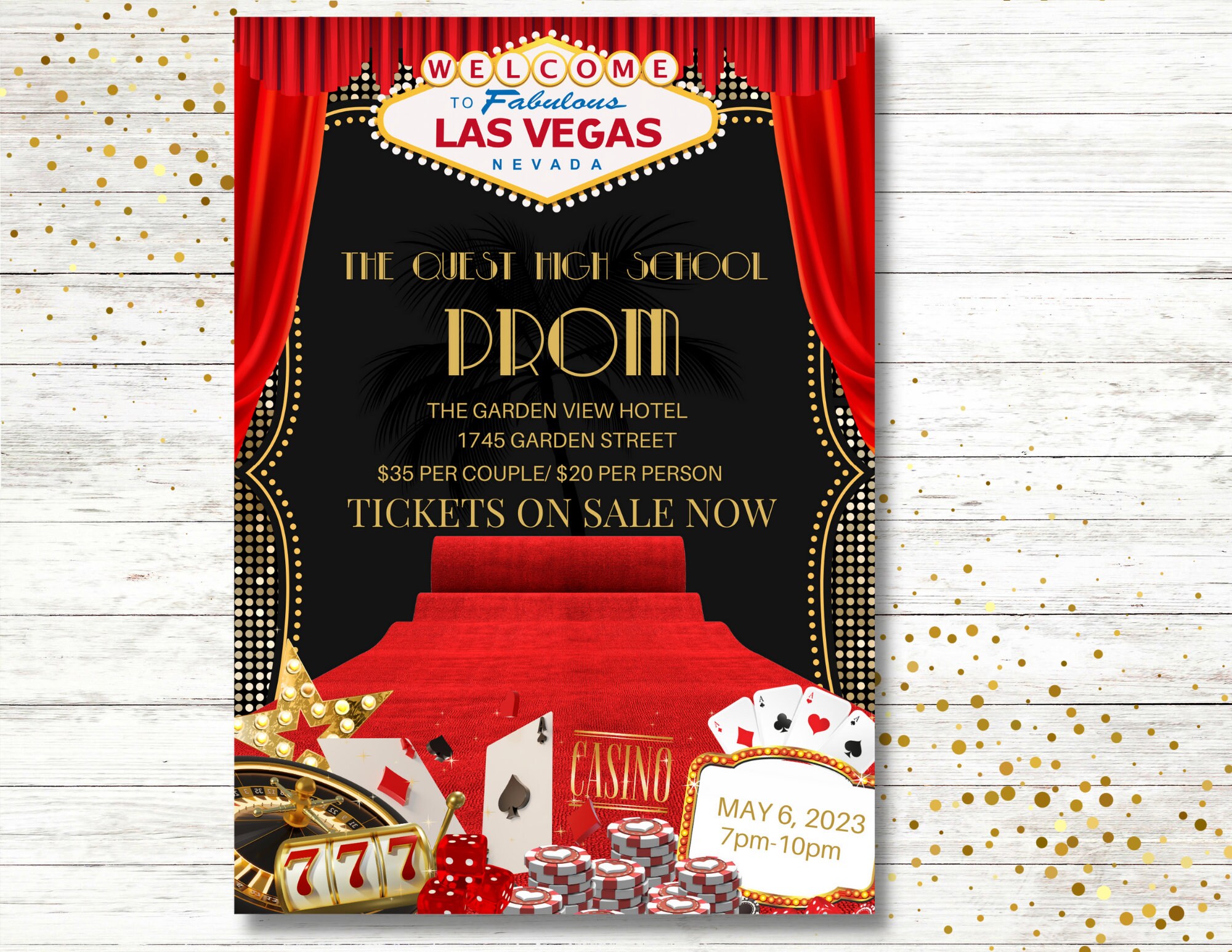 Casino Night Invitation and Flyer Set, Las Vegas Theme, School Dance ...