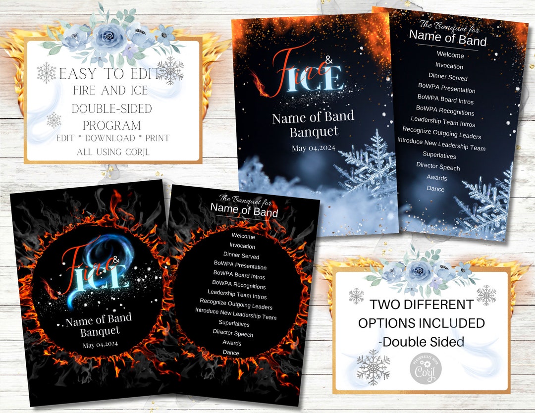 Fire and Ice 5x7 Flat Program, School Dance, Ball, Banquet, Prom ...