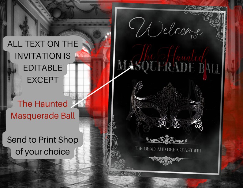 Haunted Masquerade Ball Welcome Sign, Editable, Corjl, , Halloween ...