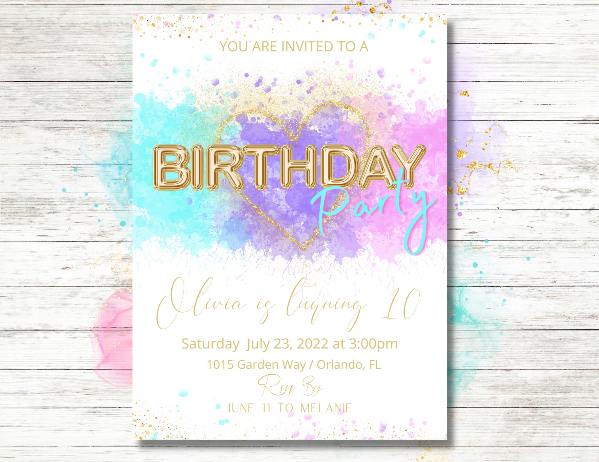 Colorful Birthday Party Invitation, Rainbow, Pastel Invitation ...