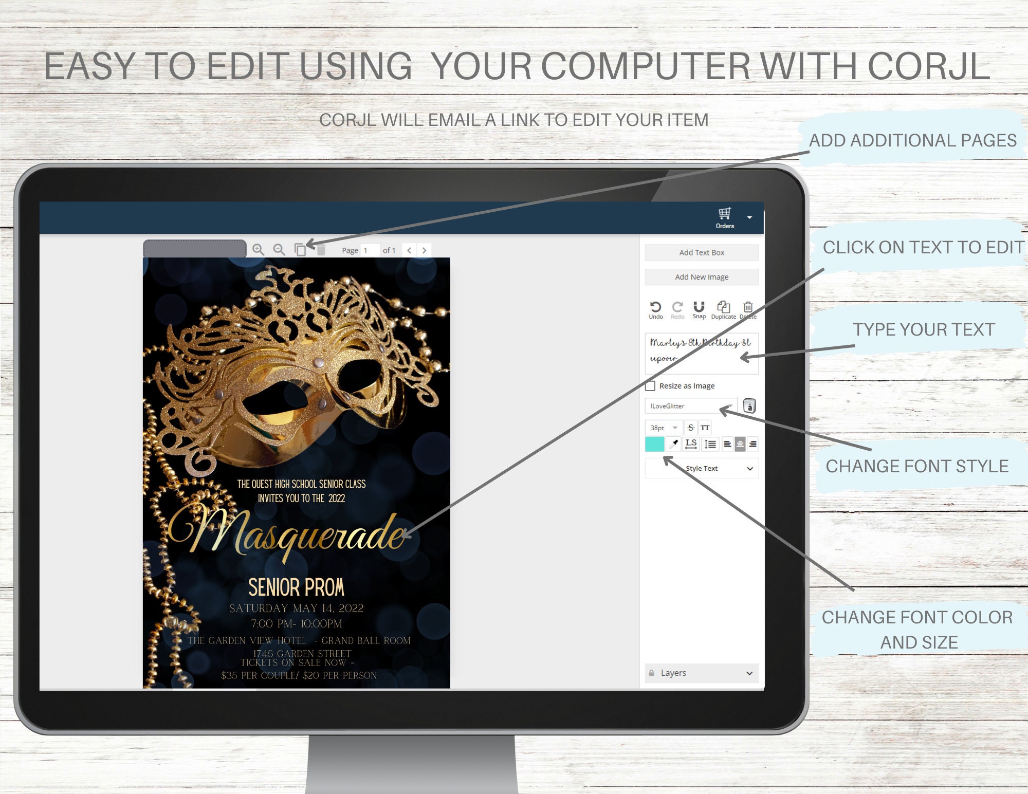 Blue and Gold Masquerade Dance Welcome Sign Poster, Editable, Birthday ...