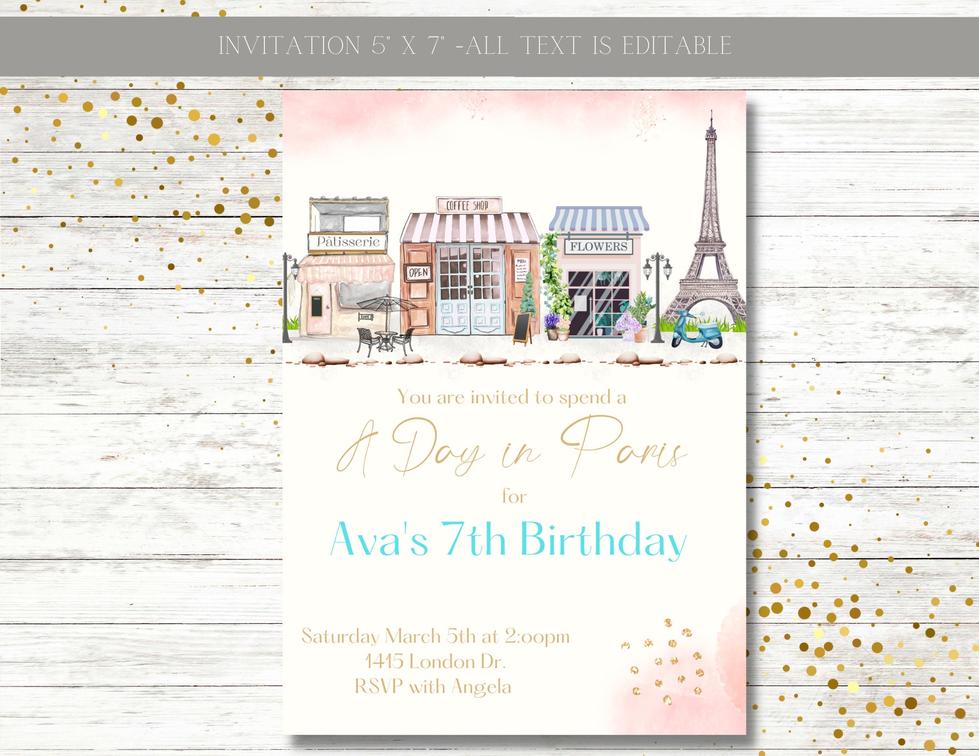 Paris Invitation, French, Birthday Invitation, A Day in Paris, Parisian ...