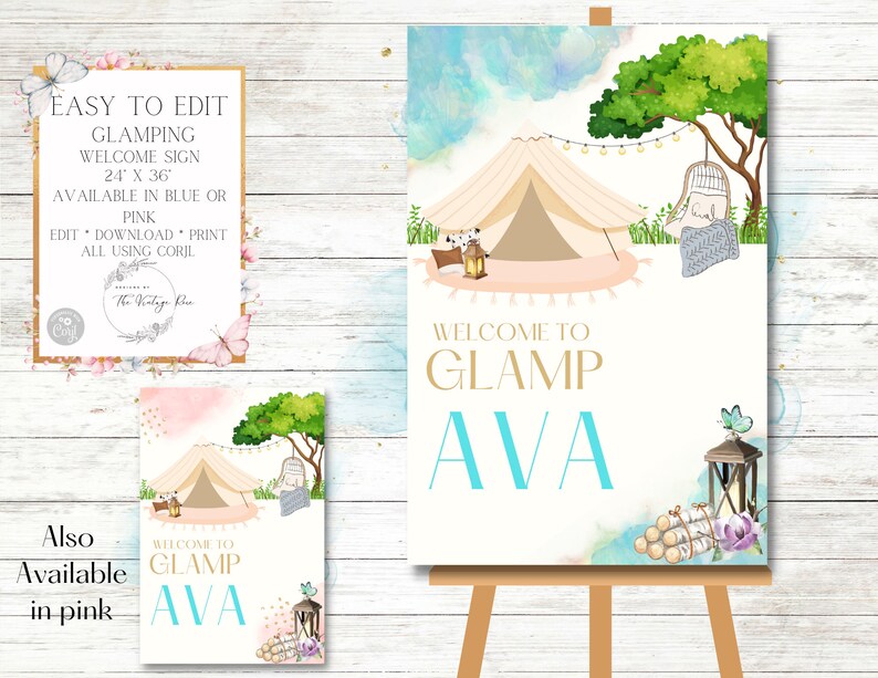 Glamping Welcome Sign, Poster, Let's Go Glamping, Camping Invitation ...