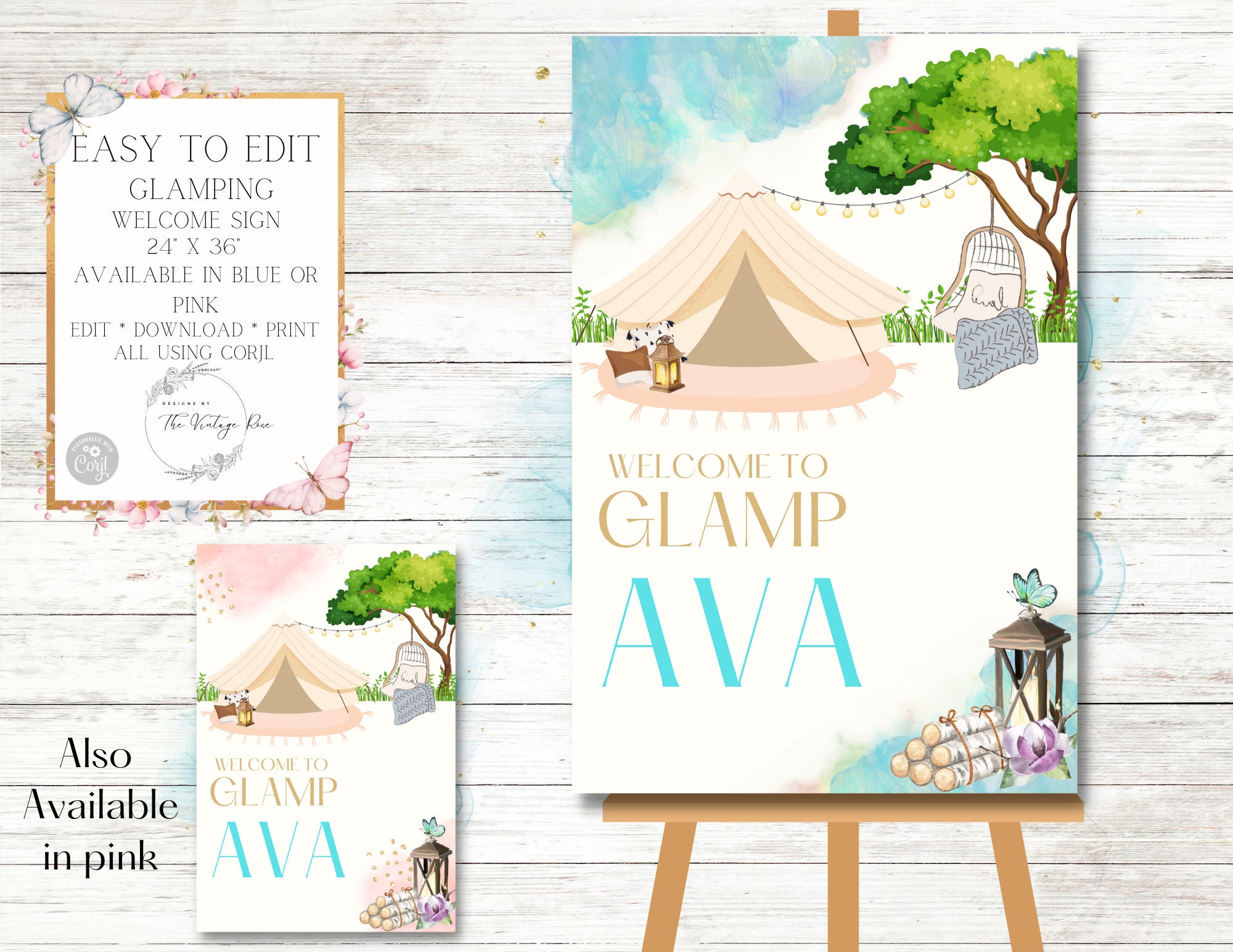 Glamping Welcome Sign Poster Let's Go Glamping Camping - Etsy