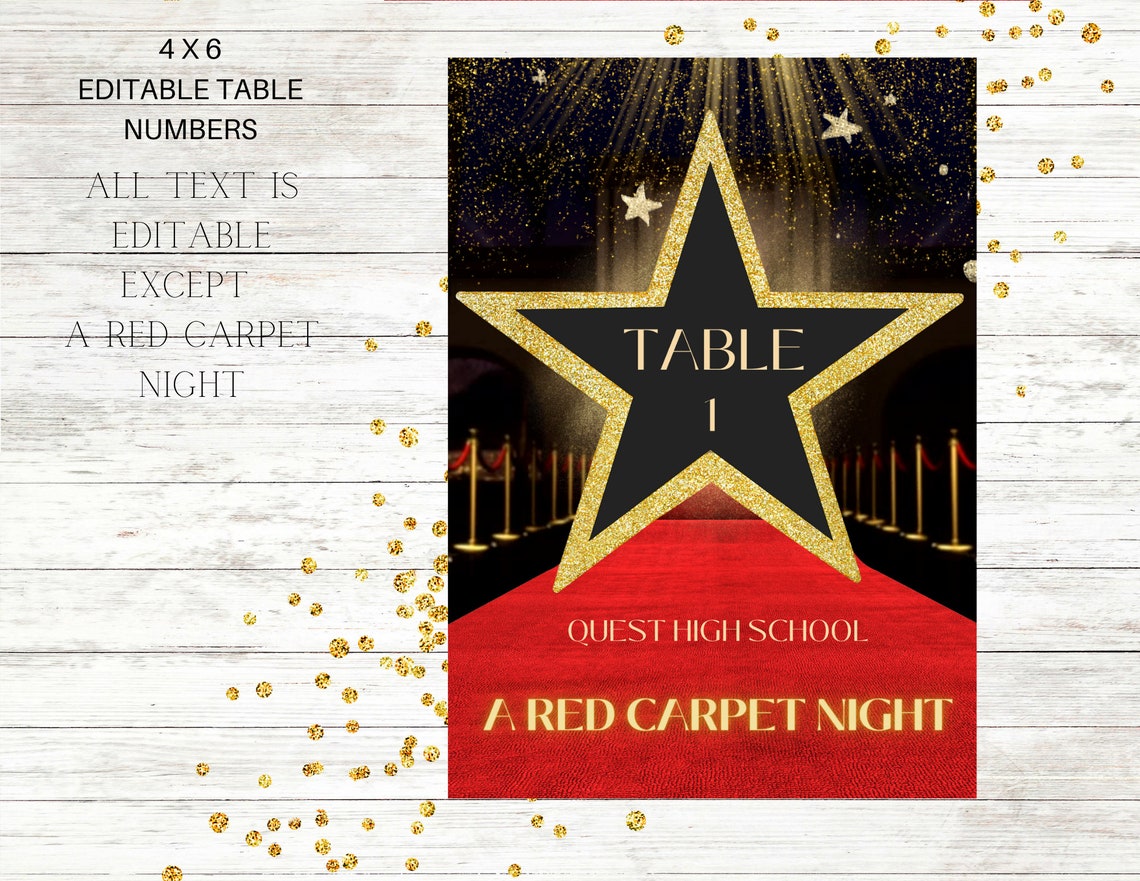 Red Carpet Party Package Editable Prom School Dance - Etsy