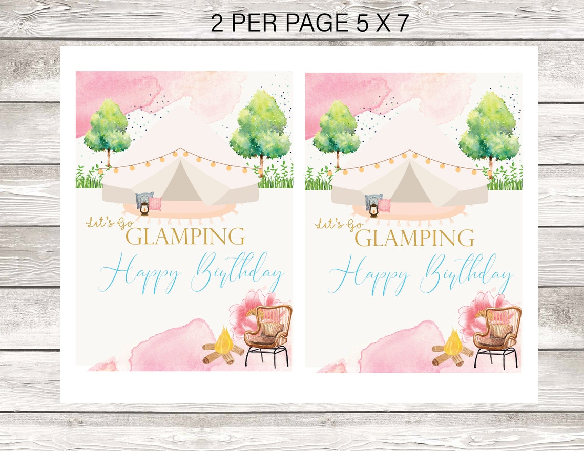 Let's Go Glamping Birthday Invitation Printable Glamping - Etsy