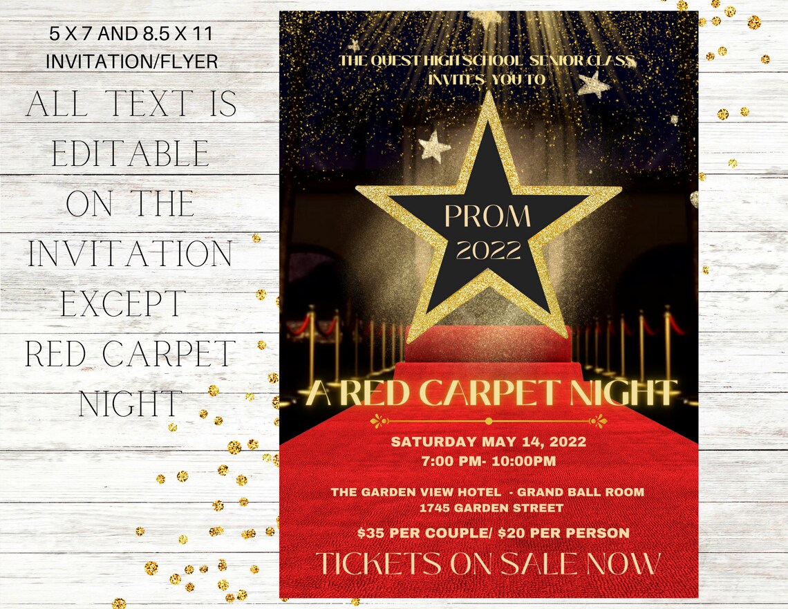 Red Carpet Party Package Editable Prom School Dance - Etsy