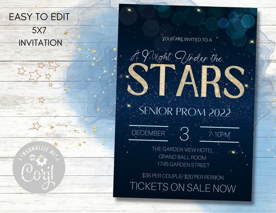 A Night Under the Stars Invitation Under the Stars Prom - Etsy